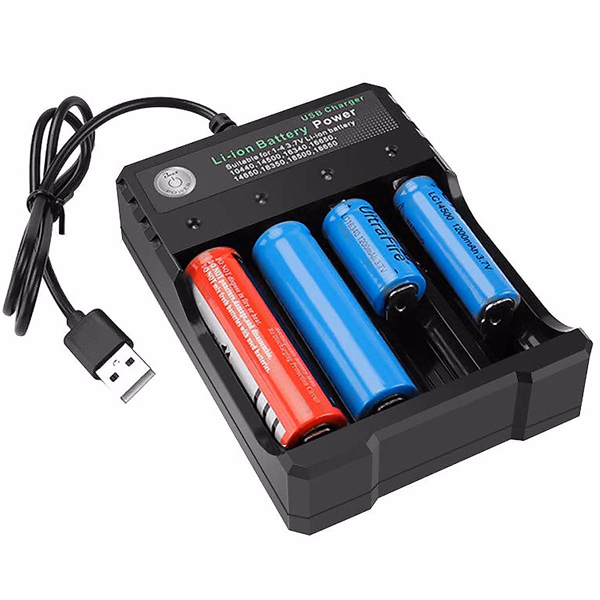 18650 Smart Battery Charger 4 Bay Fast Charge, for 3.7V Li-ion TR IMR 10440 14500 16650 14650 18350 18500 16340(RCR123) Batteries, Universal Smart Rechargeable Battery Charger
