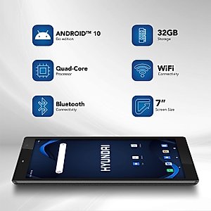 HYUNDAI HyTab Plus Tablet 7" FHD Android Tablet IPS Display, Quad-Core Processor,Camera, WiFi,32GB Storage,1GB RAM Android 10 Go Edition - Black