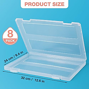 Udefineit 8PCS Clear A4 File Portable Project Case, 12.6x9.5in Plastic Scrapbook Paper Storage File Box, Plastic Document Case Office A4 Paper Storage Container Magazine Photo Protector File Holder
