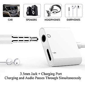 iPhone Headphones Adapter, 3 Pack [Apple MFi Certified] Lightning to 3.5mm Headphone/Earphone Aux Audio + Charge Jack Adapter Dongle Splitter Compatible with iPhone 14 13 12 11 XS XR X 8 7 6 iPad