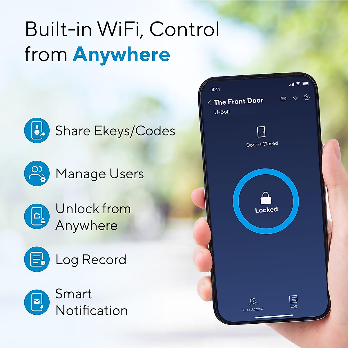 ULTRALOQ U-Bolt Bluetooth Enabled Keypad Smart 5-in-1 Keyless Entry | Smartphone App for iOS and Android | Anti-peep Code | Auto Unlock & Auto Lock | Match Home Aesthetics, Satin Nickel