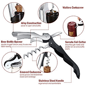 Honoson Wine Keys Opener Black Travel Corkscrew Wine Opener Waiter Corkscrew Wine Opener Beer Bottle Opener Bartender Key Wine Opener for Home Office Kitchen Restaurant Bar Applications (24 Pieces)
