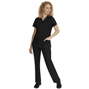 Healing Hands Scrub Top for Women with 3 Pockets and Easy Care, 2-Way Stretch Fabric Plus Size 2278, 5XL, Black