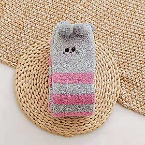 Women's Animal Knee Length Coral Wool Thickened Warm Half Plush Home Stockings Strap Dildo