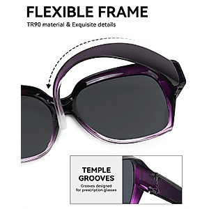 Meeloog Polarized Fit Over Glasses Sunglasses for Women Men, Square Oversized Lightweight Shades for Driving Riding MST2106