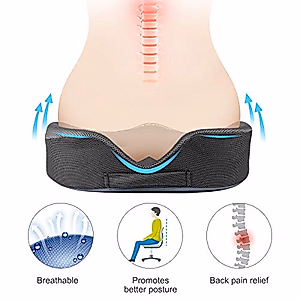 LOUTYTUO Seat Cushion Pillow,100% Memory Foam and Washable Cover,for Office Chair,Car Seat and Wheelchair,Tailbone & Sciatica & Back Pain Relief