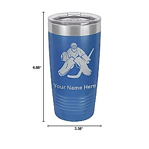 LaserGram 20oz Vacuum Insulated Tumbler Mug, Hockey Goalie, Personalized Engraving Included (Dark Blue)
