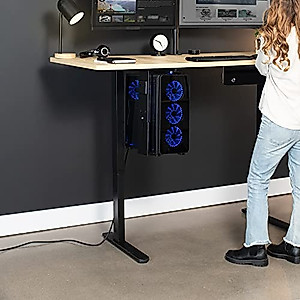 VIVO Electric Stand Up Desk Frame Workstation with Rear-Set Legs, Frame Only, Single Motor Ergonomic Standing Height Adjustable Base with Memory Controller, Black, DESK-100E-RB