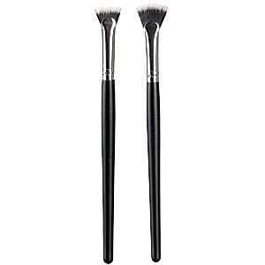 TEONEI Fan Mascara Brushes Eyelash Eyebrow Brush Makeup Brush Eye Lashes Makeup Tools Eyelash Brush Eyebrow Brush Eye Shadow Brush,2Pcs (Wooden Handle)