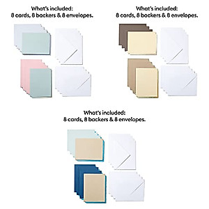 Cricut Joy Cutaway Cards in Neutrals, Marina, and Pastels (4.25 in x 5.5 in) Sampler with Card and Paper Guide Bundle - Custom Greeting Birthday & Anniversary - Personalized Thank You- DIY Invitation