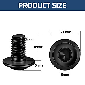 M8 x 16mm Flanged Button Head Socket Cap Screws, Black Oxide, Full Thread, Allen Socket Drive, 304 Stainless Steel, 20 PCS