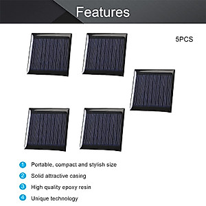 Fielect 5pcs 5V 0.25W Solar Panel Polysilicon Mini Solar Cells DIY Electric Toy Materials for Battery Power LED 50x50mm