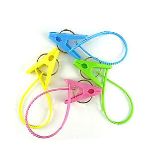 Honbay 24 Pcs Clothes Peg Clip Pins Hanging Clips Hooks with Rope Clothesline Windproof Hanger (Multicolor)