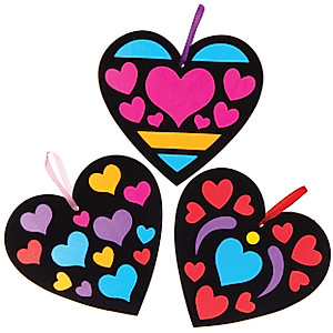 Baker Ross AT551 Heart Stained Glass Effect Decoration Kits - Pack of 6, Creative Valentine's Day Art and Craft Supplies for Kids to Make and Decorate