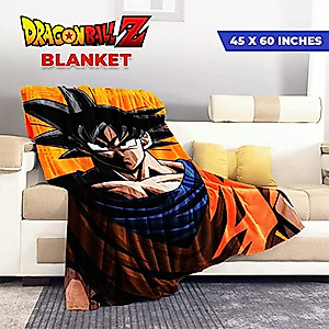 JUST FUNKY Dragon Ball Z Fleece Blanket Featuring Goku in His Simple Form | 45 X 60 Inches Blanket Great for Fans of The Series & Ideal for Home, Travel, and Gifts | Officially Licensed