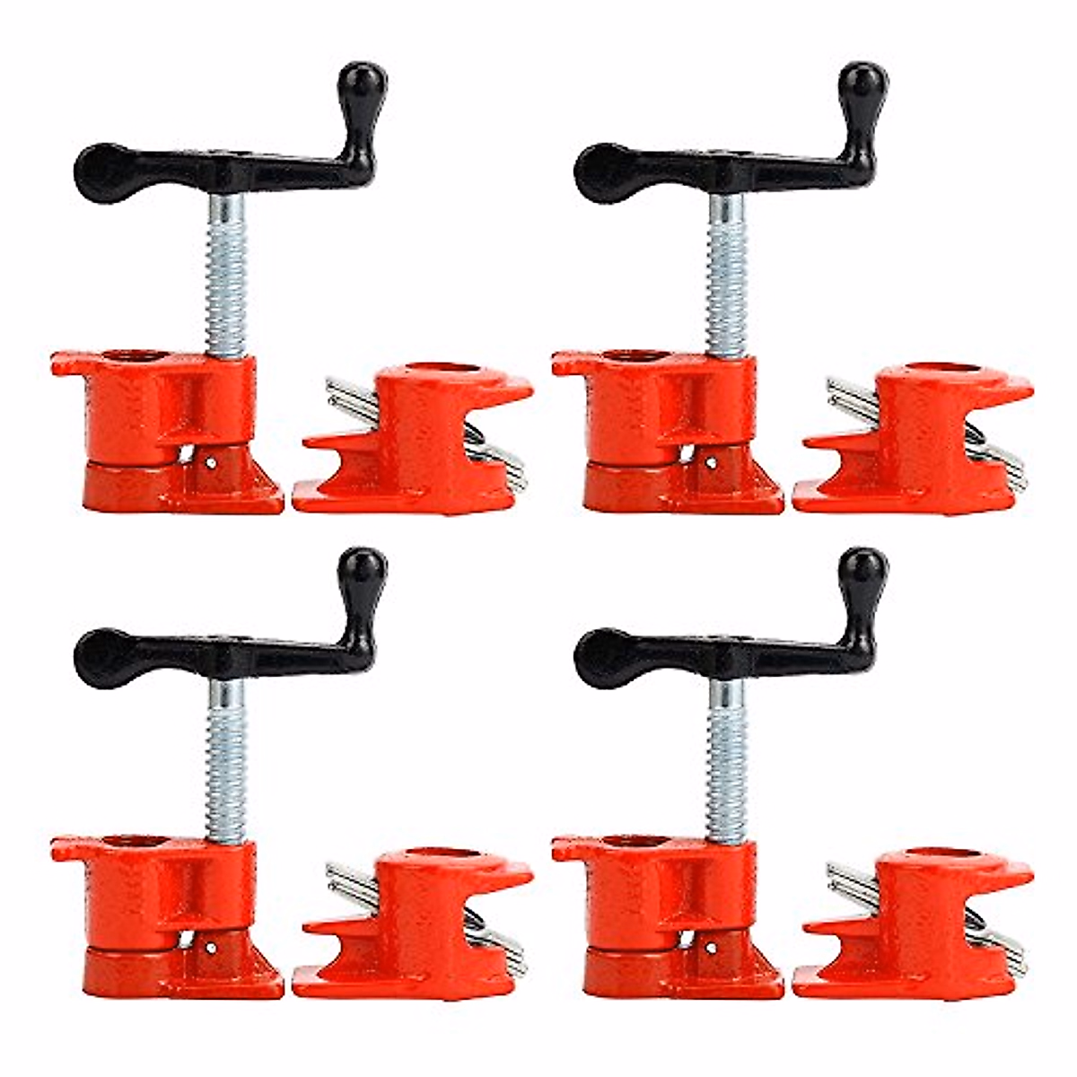 (4 Pack) 3/4" Wood Gluing Pipe Clamp Set Heavy Duty PRO Woodworking Cast Iron