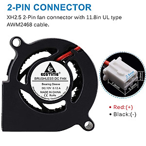 GDSTIME 50mm Turbo Cooling Fan, 12v Blower Fan, 50mm x 20mm DC Brushless Blower Fan Diagonal Hole Distance 57MM
