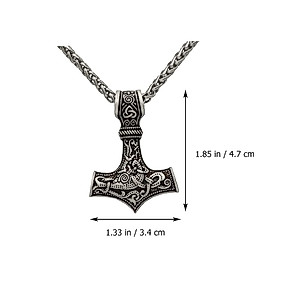 Viking Necklace Viking Mjolnir Necklace Norse Pagan Jewelry Nordic Vegvisir Mjolnir Necklace Stainless Steel Protection Amulet