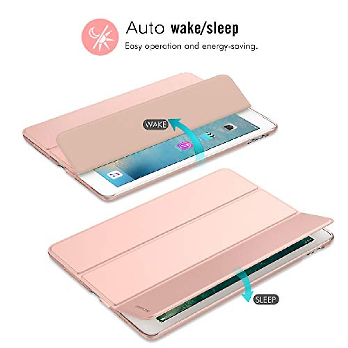 MoKo Case Fit Apple iPad Pro 9.7 Inch 2016 Release Tablet ONLY(A1673/A1674/A1675) - Slim Lightweight Smart Shell Stand Cover with Translucent Frosted Back Protector, Rose Gold (with Auto Wake/Sleep)