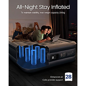 iDOO Air Mattress, Air Mattress Full with Built in Pump for Camping & Guest, 18" Raised Dual Chamber Airbed, Fast-Inflating Blow-up Bed, Colchon Inflable - Portable, Comfotable, 600lbs Max