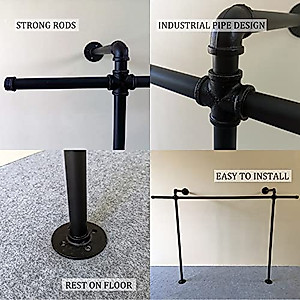 Anynice Industrial Pipe Clothing Rack,Industrial Clothing Rack, Clothing Rods for Hanging Clothes,Clothes Rack,Wall Mounted Garment Rack (58.7" W x 14.4" D x43.3 H, ANY-BF11)
