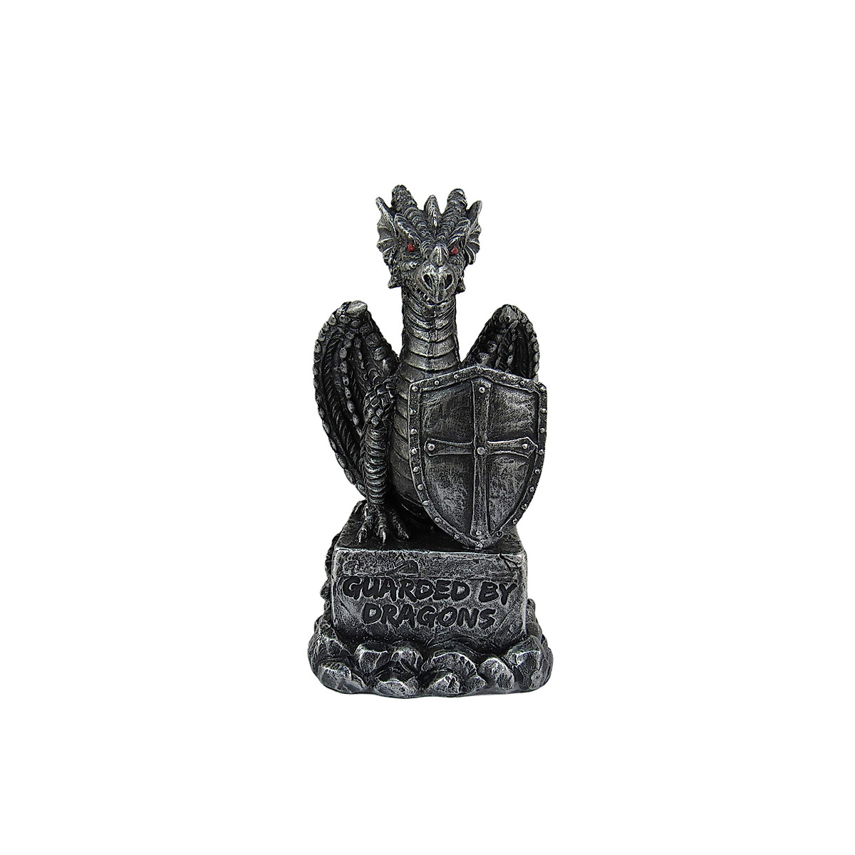 DWK Pewter Dragons Motivational Gothic Decor Mini Figurines | 4 Piece Set Medieval Home Decor and Dragon Garden Decor | Medieval Mini Statues Gifts for Meditation - 5"
