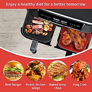 Air Fryer Silicone Pot 2Pcs, 8QT Silicone Air Fryer Liners for Ninja Foodi Dual DZ201 DZ401, Food Safe Reusable Air Fryer Silicone Basket, Foldable Upgrade Design, Easy Cleaning Air Fryer Accessories