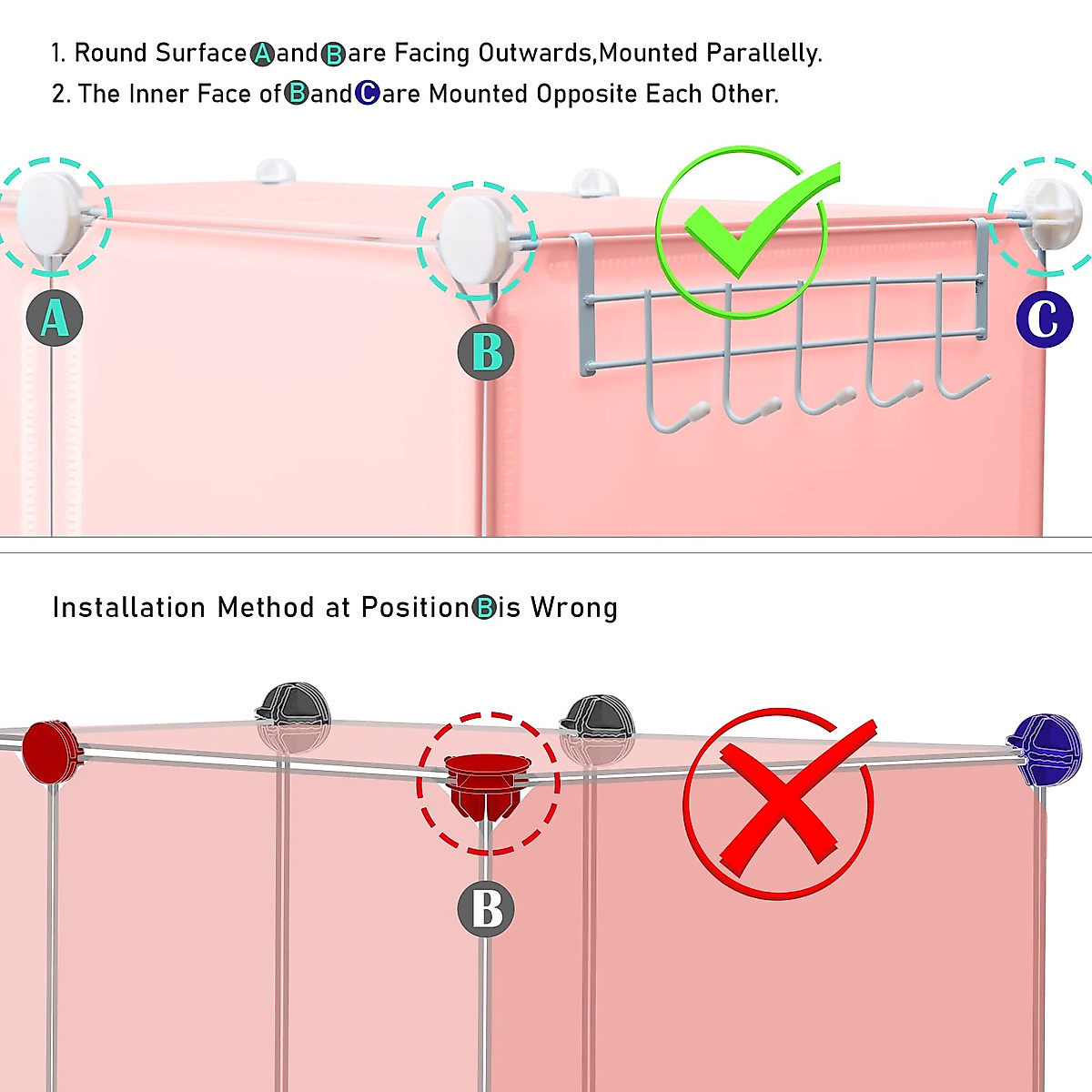 BRIAN & DANY Portable Wardrobe Closet for Hanging Clothes, Bedroom Armoire with Doors, Modular Cabinet for Space Saving, Ideal Storage Organizer Cube for Books, Toys, Towels (8-Cube), Pink