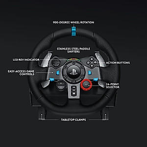 Logitech G29 Driving Force Racing Wheel and Pedals, Force Feedback, Real Leather + ASTRO A10 Gen 2 Wired Headset - For PS5, PS4, PC, Mac - Black