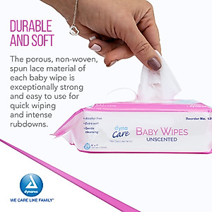 Dynarex Baby Wipes - Non-Alcohol Wipes for Babies with Lanolin & Aloe to Moisturize Skin - Resealable Soft Pack - Unscented - 5x7", 80 Wet Wipes per Pack, 24 per Case