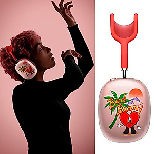 Clear Bad Funny Bunny Design AirPods Max Case,Soft Silicone TPU Protective Cover Accessories Compatible with Apple Airpods Max for Teens Boys Girls