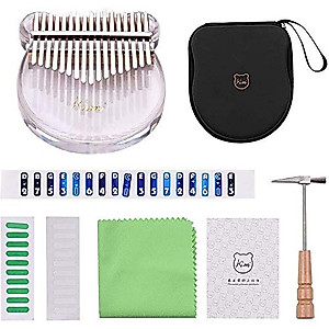 Ylliesy Kalimba 17 Keys Thumb Piano Portable Transparent Acrylic Material Musical Instrument Gifts for Kids Adult Beginners with Carry Bag Tuning Hammer
