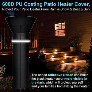 [2 Pack] Patio Heater Cover, 600D Oxford Fabric Outdoor Heater Cover with Waterproof Zipper and Reflective Ribbon, PU Coating & Anti-UV & Snow-proof & Dust-proof Garden Cover, 89''H x 33"D x 19"B