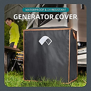 PALON Outdoor Waterproof Generator Covers, 38x30x28in Camping Dynamo Protection, Universal Generator Protector for Portable Generators 3000-5000W, Black