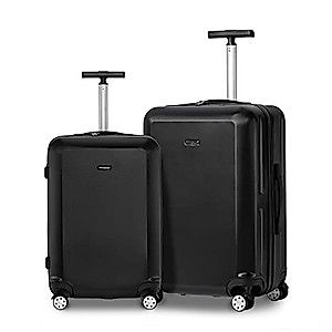 GigabitBest 24 Inch Carry On Luggage with Wheels PC+ABS Hardside Suitcase Spinner Trolley with Built-in TSA Lock, Black