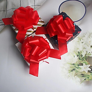 WDHHNP 6 PCS Pull Bows,6 inches Bow for Gift Wrapping, Gift Baskets, Christmas, Wedding, and Party Deco (red)