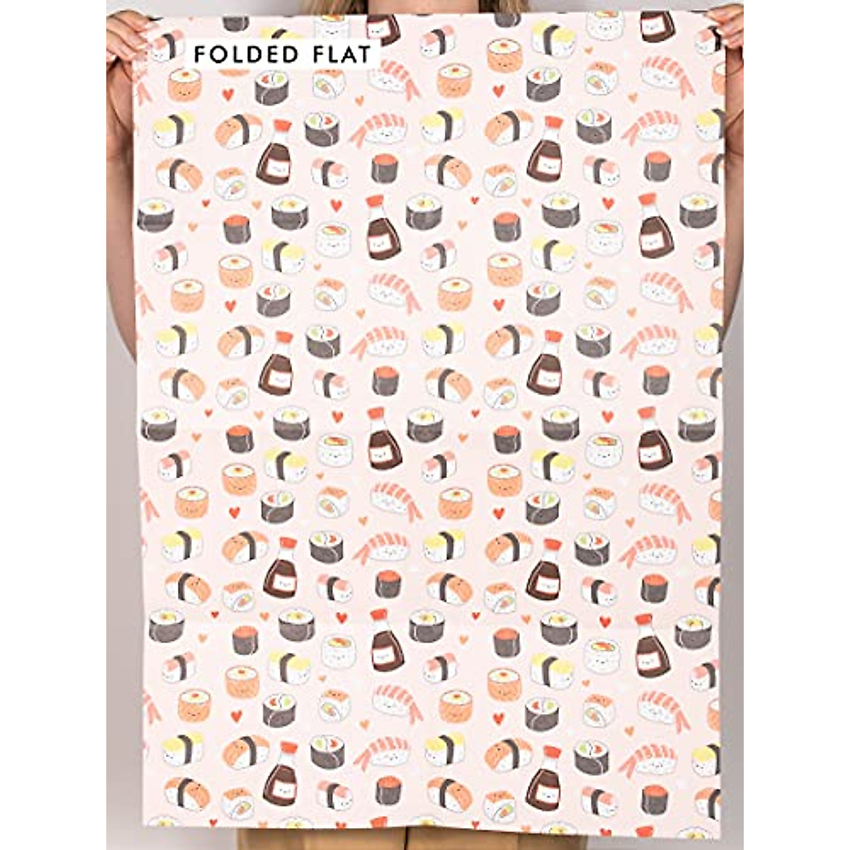 CENTRAL 23 Pink Wrapping Paper - Sushi Faces - 6 Gift Wrap Sheets - Trendy GiftWrap for Girls Women Teenagers - Eco and Recyclable