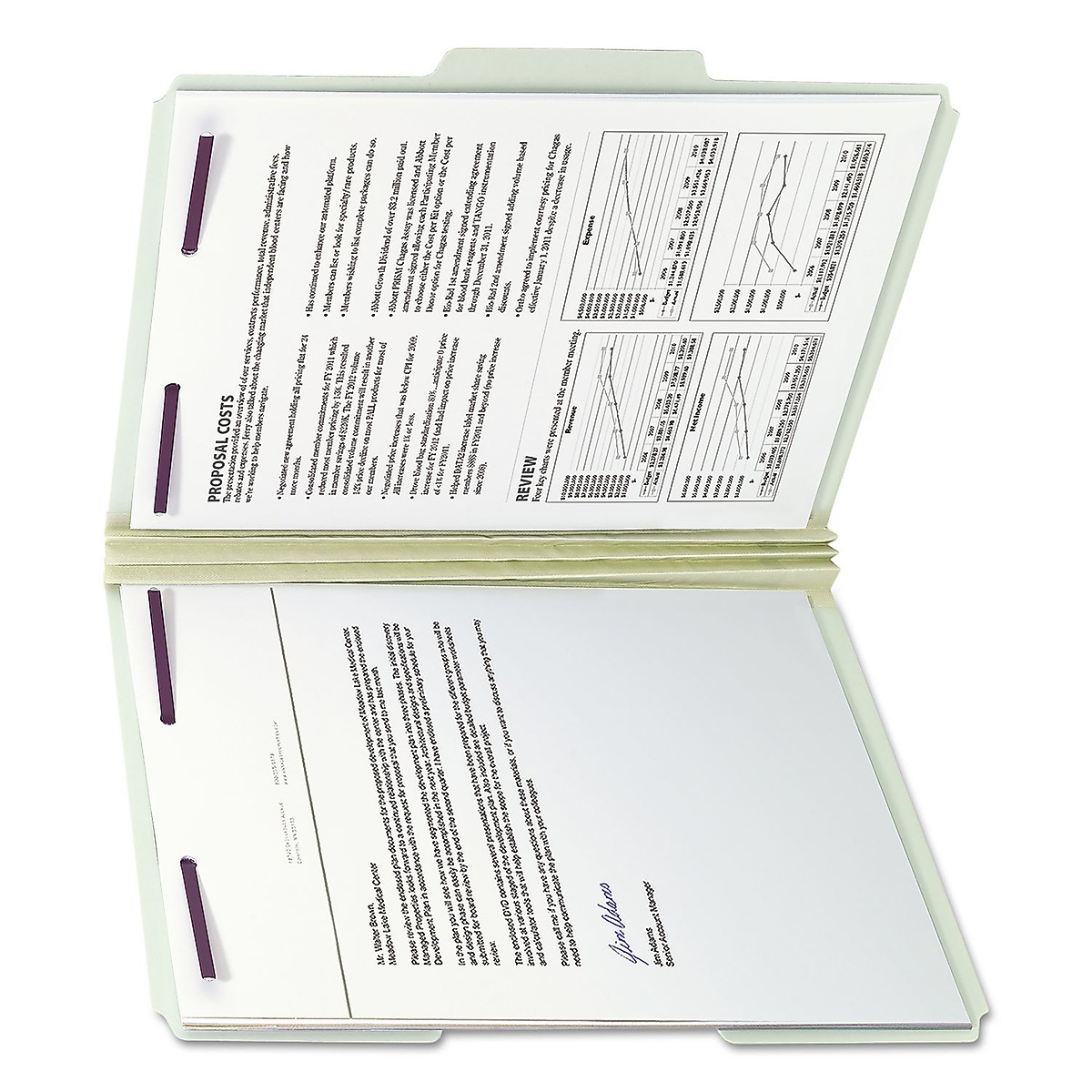 Smead 14944 Three Inch Expansion Fastener Folder 1/3 Top Tab Letter Gray Green 25/Box