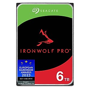 Seagate IronWolf Pro, 6 TB, Internal Hard Drive, NAS, 3.5 Inch, SATA, 6GB/s, 7200 RPM, 256MB Cache, for RAID Network Attached Storage, FFP (ST6000NTZ01)