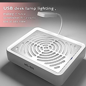 Nail Dust Collector 40W Adjustable Dust Collector for Nails Professional Nail Fan Dust Collector for Nail Vacuum Dust Collector Nail Dust Extractor with Light (White)