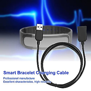 CUIFATI Bracelet Watch Charger, 1 Meter Long Wristband Charger, Portable USB Charging Cable Rubber TPE Soft Wire USB Charger Adapter for Smart Bracelet 4 1m/3.28ft Black