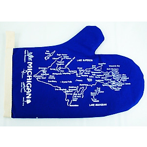 Professional S Michigan Oven Mitt-Upper & Lower Peninsula Map-Blue-Qty-1