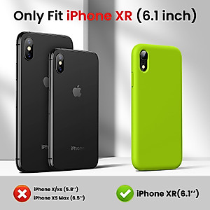 OuXul iPhone XR Case, Full Covered Shockproof Phone Case Flexible Liquid Silicone Gel Rubber Cover, Slim Fit Protective 6.1 inch with Soft Anti-Scratch Microfiber Lining(Fluorescent Yellow)