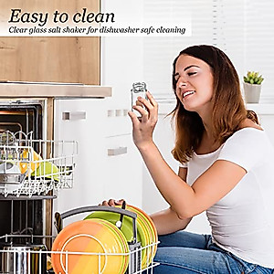 Glass Salt and Pepper Shakers Set Large,DWTS DANWEITESI Farmhouse Salt and Pepper Shakers Cute with Stainless Steel Lid-Large Spice Jars,Clear to Know When to Fill,Cute Farmhouse Kitchen