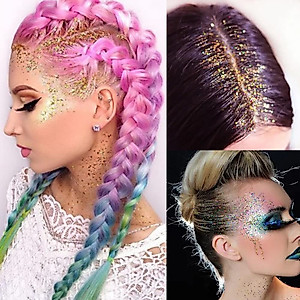 Mysense Gold Body Glitter Stick,Music Festival Concert Outfit Face Glitter Makeup for Women,Festival Rave Pride Accessories,Mermaid Sequins Chunky Glitter Face Paint,Hair Glitter Gel for Kids,0.56oz