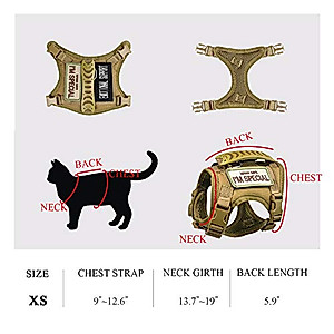 Tactical Cat Harness for Walking Escape Proof, Soft Mesh Adjustable Pet Vest Harness for Large Cat,Small Dog