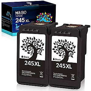 H&BO TOPMAE Remanufactured Ink Cartridge Replacement for Canon PG-245 PG-243 243XL 245XL Black for Canon PIXMA MG2522 TS3320 TR4527 MG2522 TR4520 MG2525 TS3322 MX490 Printer(2 Black)