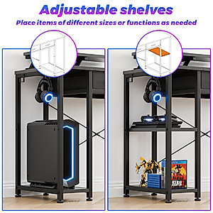 GIKPAL L-Shaped Desk Computer Corner Desk,54 inch Home Gaming Desk, Office Writing Workstation with Storage Shelves, Space-Saving, Rustic Brown