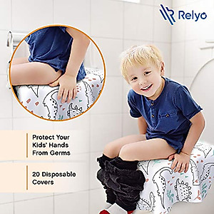 Toilet Seat Covers Disposable - 20 Pack - Waterproof, Ideal for Kids and Adults – Extra Large, Individually Wrapped for Travel, Toddlers Potty Training in Public Restrooms (Dinosaurs, 20)