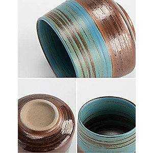 TANG PIN Handcrafted Ceramic Tea Cups Chinese Kung Fu Tea Cup Set of 2, Coffee Mugs for Cappuccino, Ceramic Sake Cups, 6 OZ (Blue & Pink)